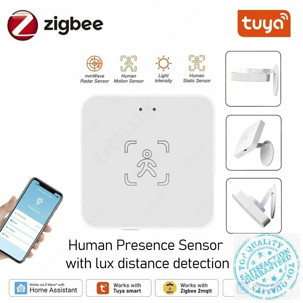 Умный Zigbee 3.0 датчик света и движения, Tuya Smart Life, 5.8G MmWave Радар Датчик присутствия человеческого тела