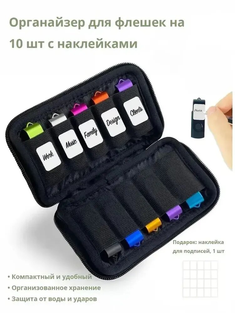 Органайзер для флешек на 10 штук, 1 шт