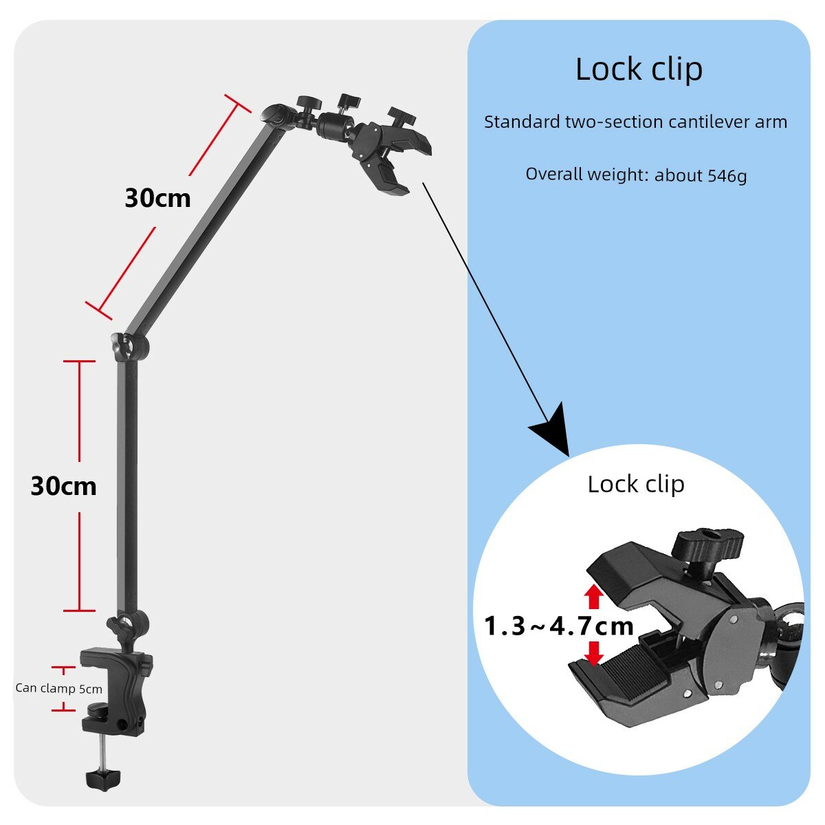 Настольный кронштейн-держатель с универсальным поворотом, телескопической регулировкой, металлический, усиленный, для