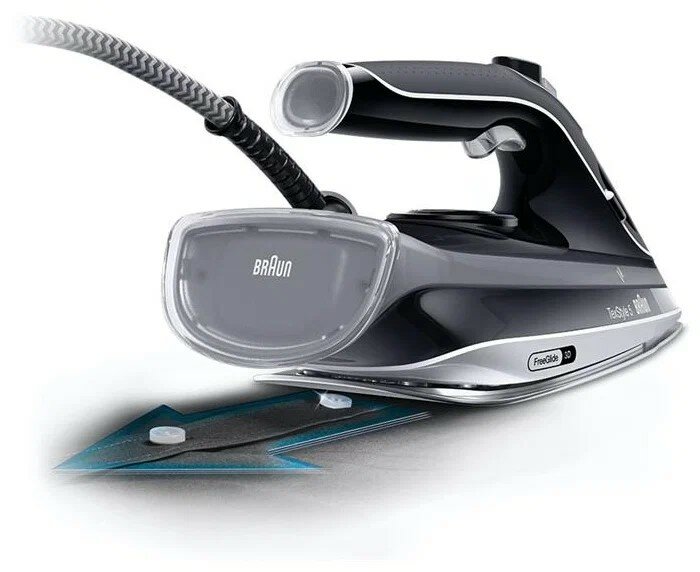 Утюг Braun SI5188BK, 2800 Вт, подошва EloxalPlus 3D FreeGlide, автоотключение, вертикальное отпаривание — фото 1