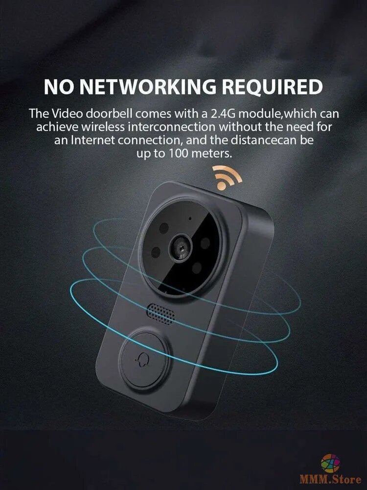 Звонок дверной беспроводной с видеодомофоном 4,3" IPS экран 45дБ IP21 черный — фото 1
