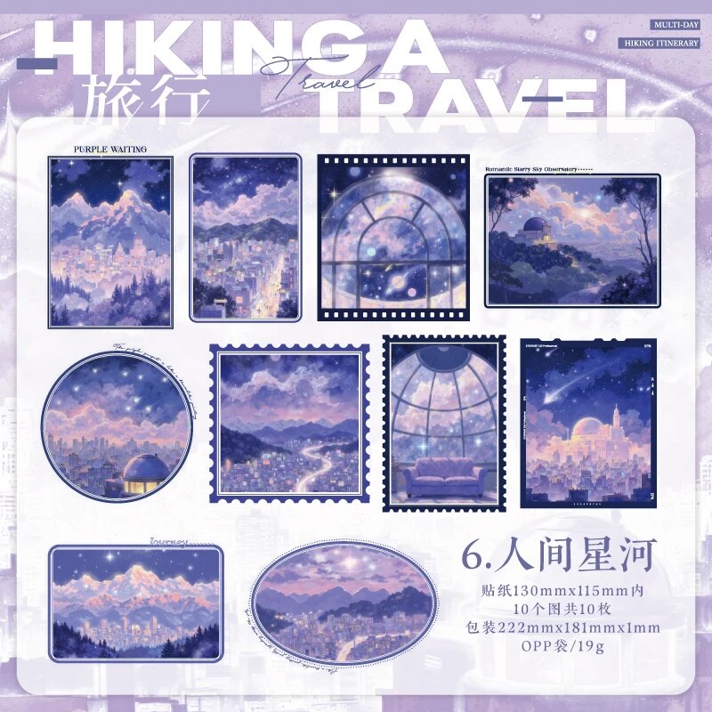 Journal GO 10pcs Hiking Trip Stickers for Scrapbooking Journal Collage Junk Journal Mobile Album Decor Decals Card Craft Making