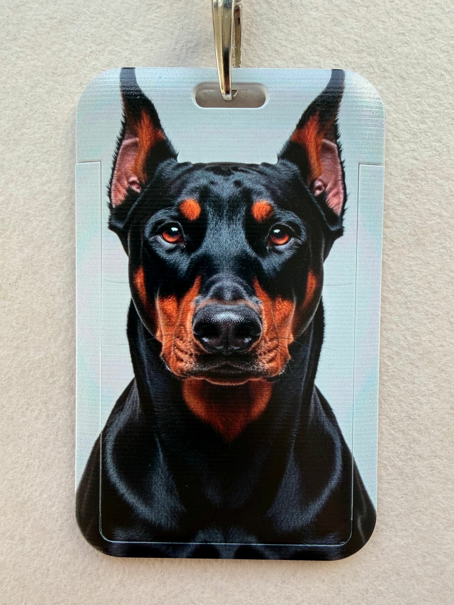 Бейдж для пропуска с рулеткой , Чехол для пропуска с рулеткой Доберман