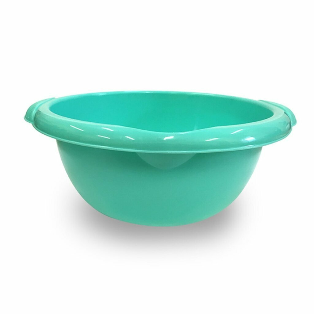 Таз пластиковый Мультипласт 9.5 л круглый с ручками и носиком для стирки белья и уборки дома, артикул MPG4685