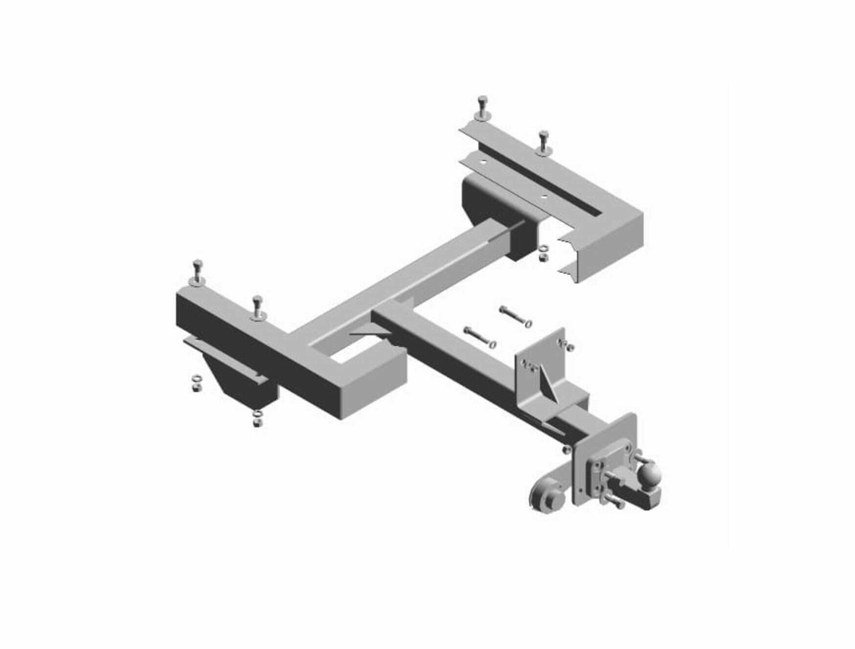 Фаркоп для ГАЗ 2705, 33023, 3221 (Газель автобус цельнометаллическ.), не подходит на а/м 2705 до 2005 г. в. с расположенным справа глушителем крепление шара на двух болтах Трейлер.2705. K2