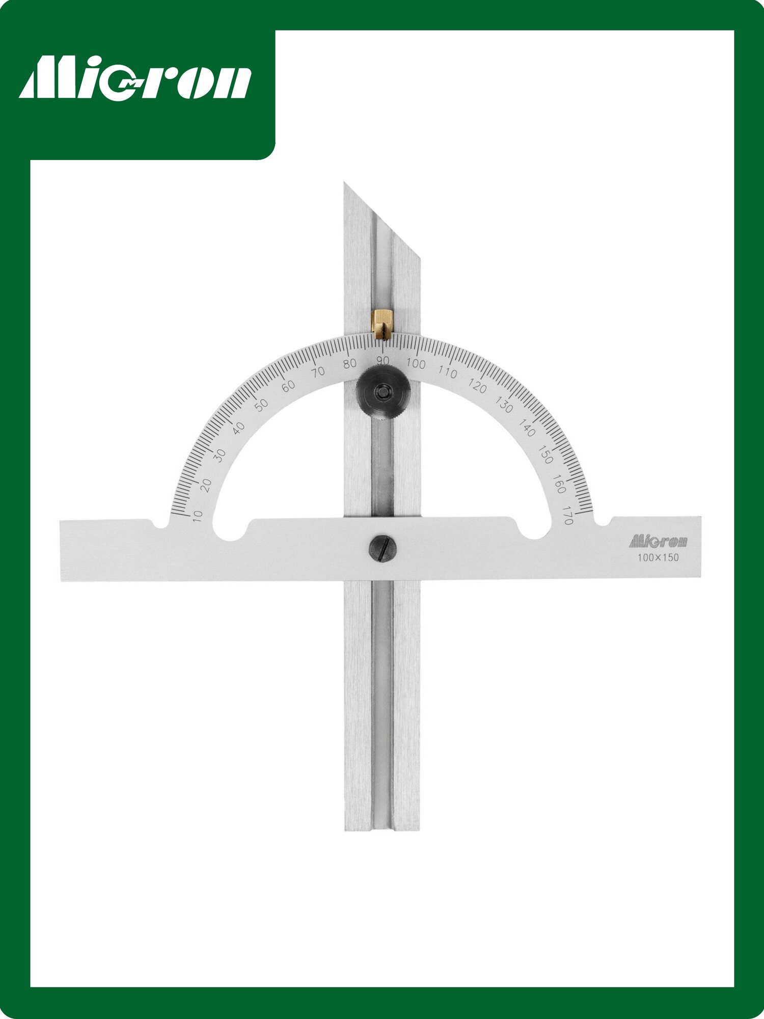 Угломер-транспортир Мicron УТЛ 10-170° (100x150мм, 1°) регулируемая рейка (грси № 93019-24)