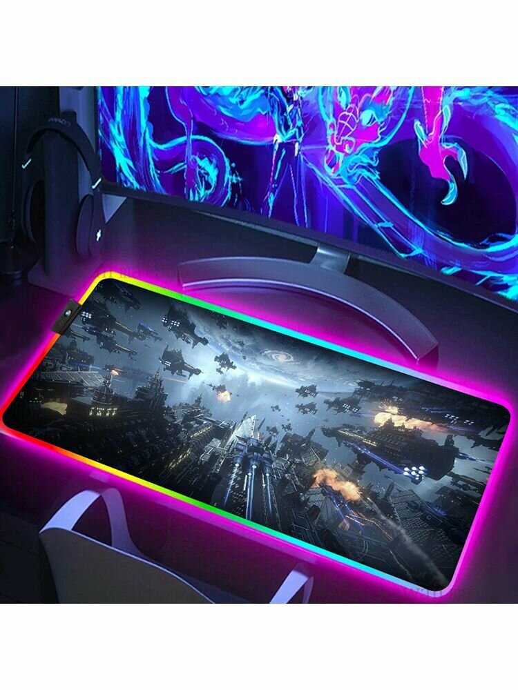 Коврик для мыши Warhammer 40k, с подсветкой, USB, каучуковая поверхность, 40 см x 90 см