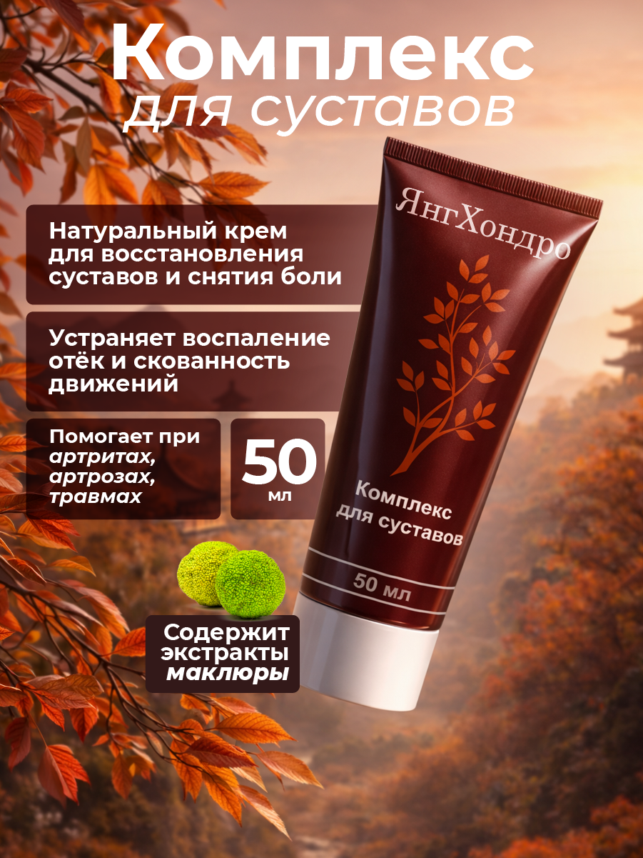 Крем для суставов ЯнгХондро, активные ингредиенты, натуральный состав, туба, 50 мл