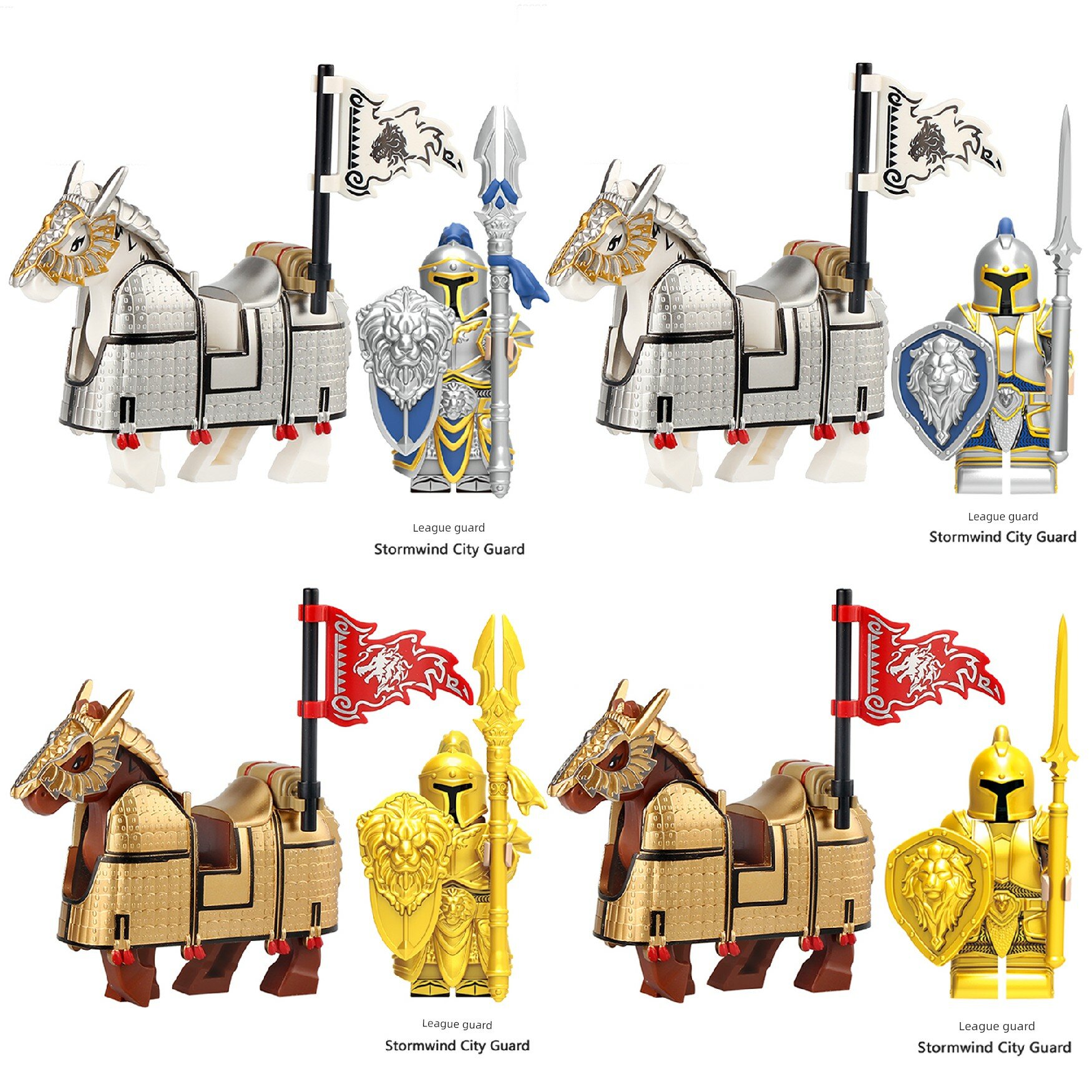 Конструктор LEGO Минифигурки Солдат Альянса и боевые лошади, набор из 4 моделей, коллекция Warcraft
