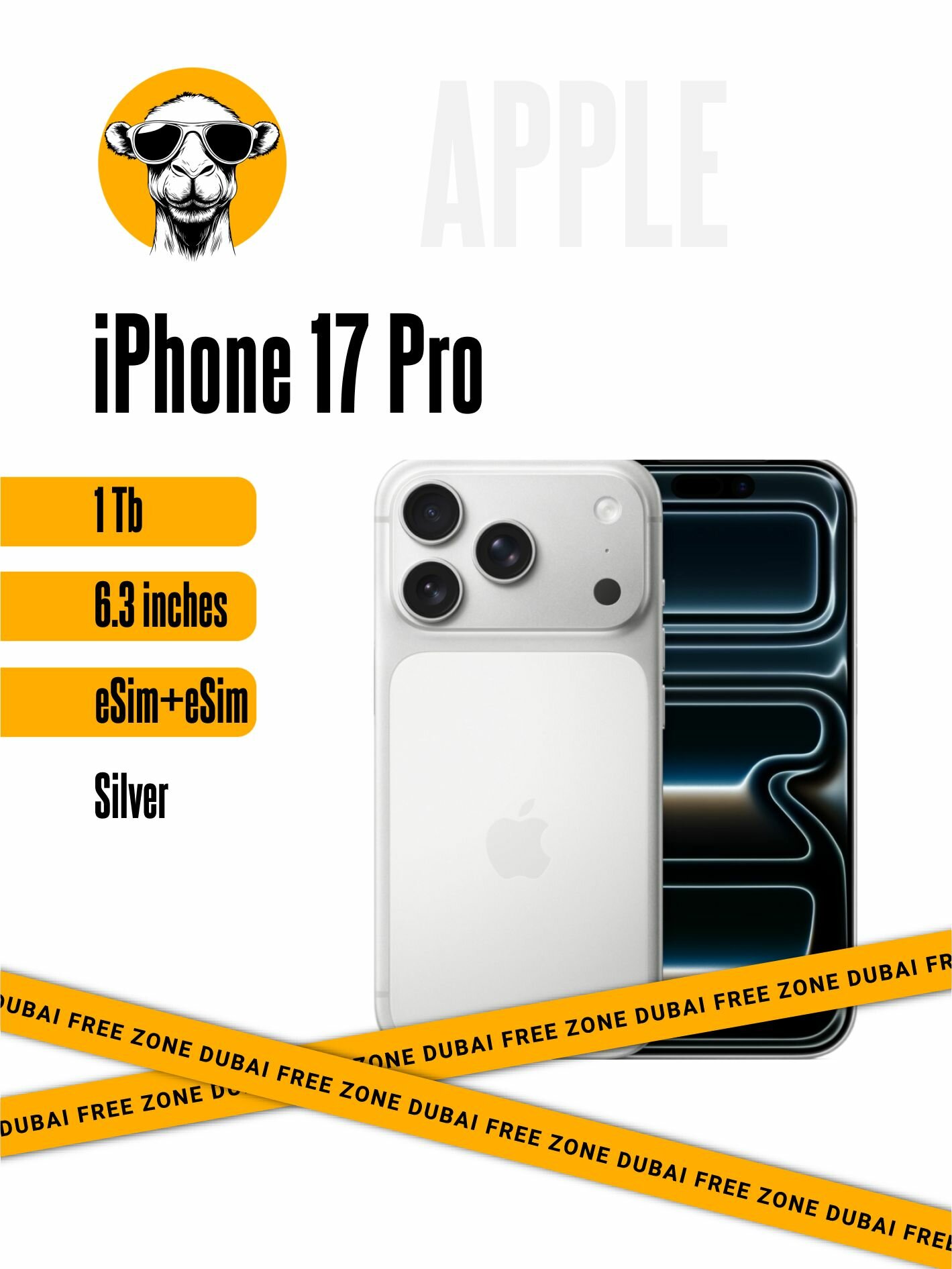 Смартфон iPhone 17 Pro 1Tb Silver E-Sim.