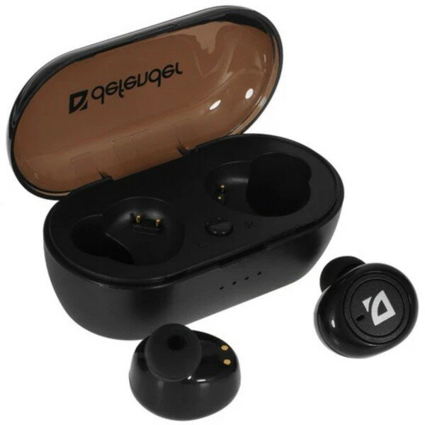 Гарнитура беспроводная Defender Twins 638 черный. TWS. Bluetooth