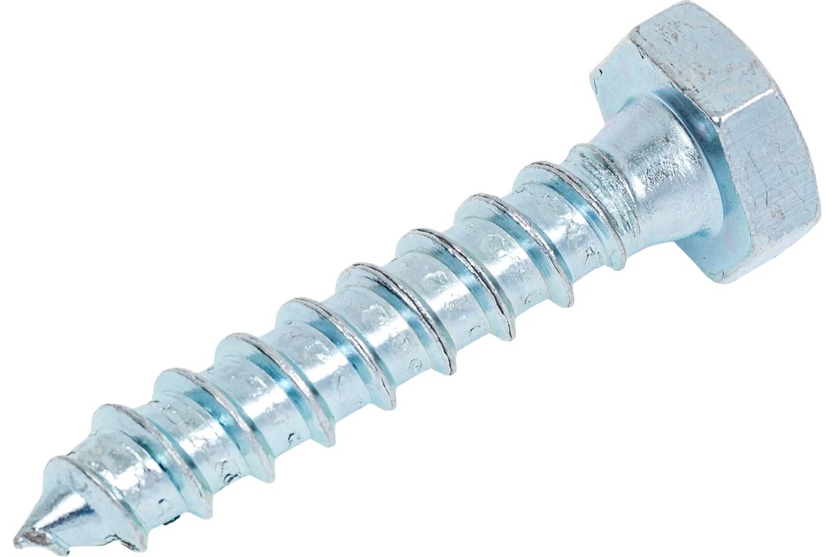 Шуруп глухарь по дереву 23 болта 10×50 мм из оцинкованной стали с белым цинком для монтажа сантехники и деревянных конструкций