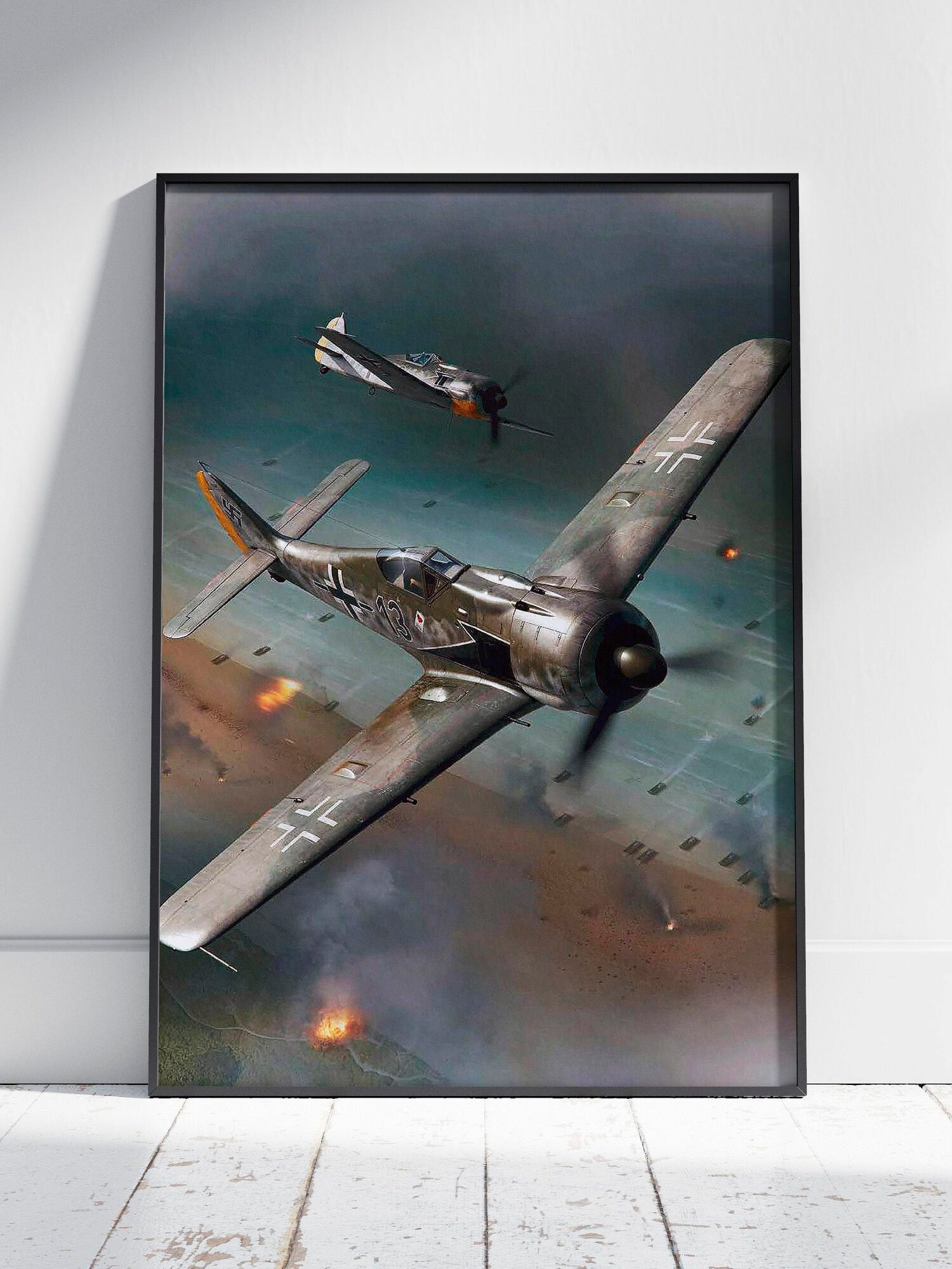 Плакат на стену для интерьера Техника и транспорт (Фокке Вульф Fw 190 - Focke Wulf Fw 190) - Постер по транспорту формата A4 (21x30 см)