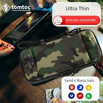 Tomtoc узкий чехол для Nintendo Switch OLED - Многоцветный 2-го поколения с закаленным стеклом и 6 накладками