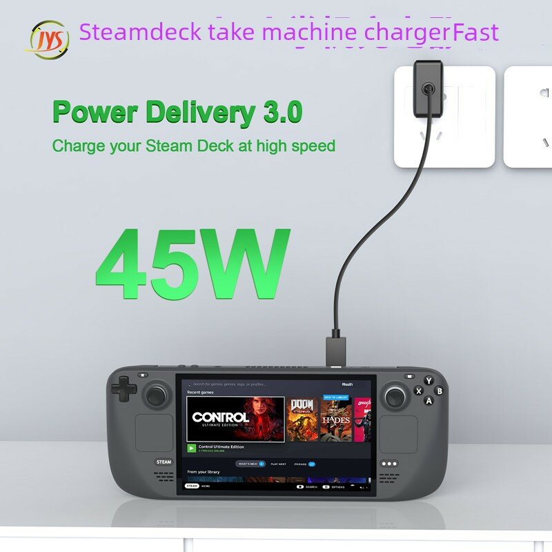 Адаптер для Steam Deck JYS 45W, быстрая зарядка, оригинальный защитный чехол, верхняя крышка