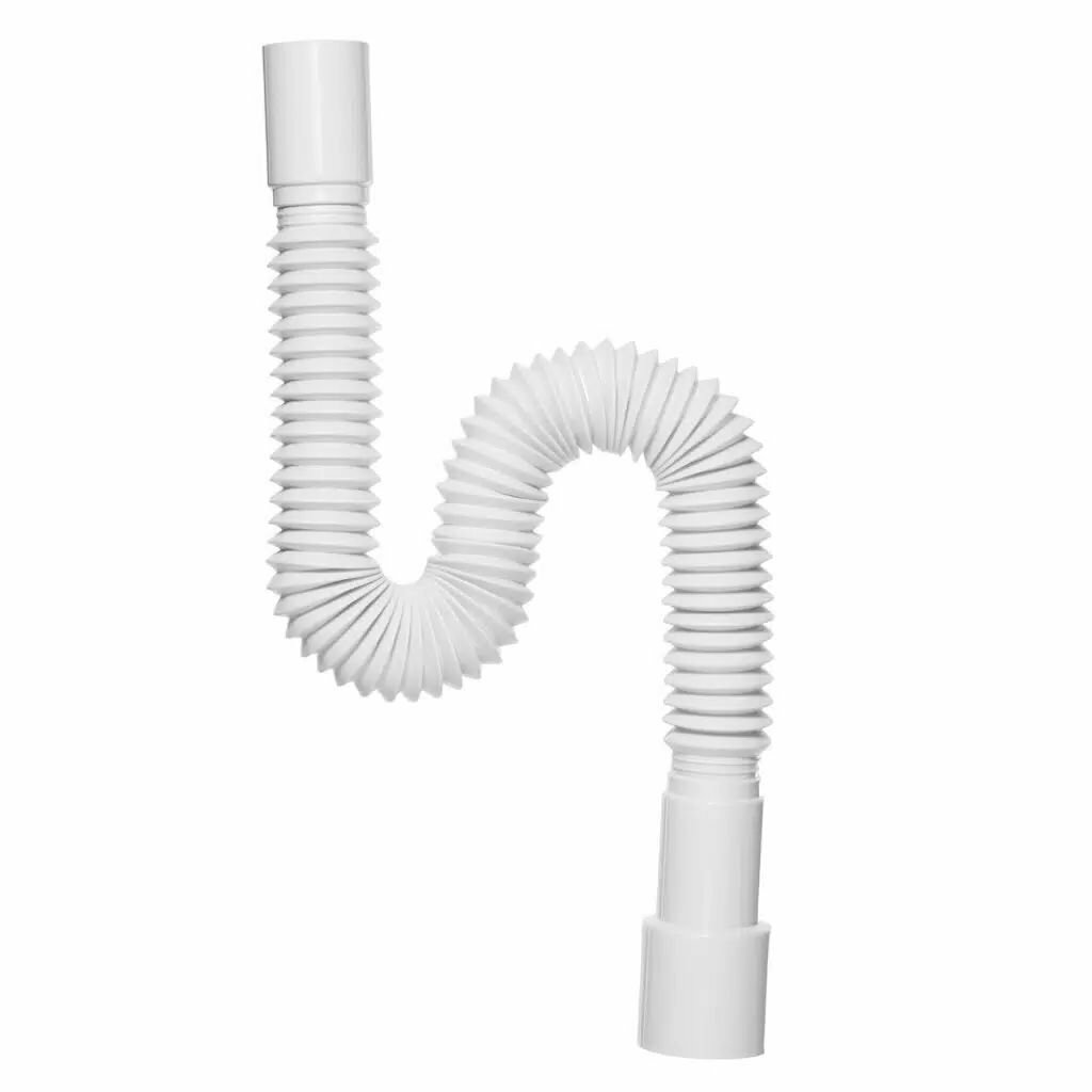 Гофра для сифона Инкопласт 1450 мм, без гайки, диаметр 40-40/50, белая, артикул GW12145, надежная сантехника для дома.