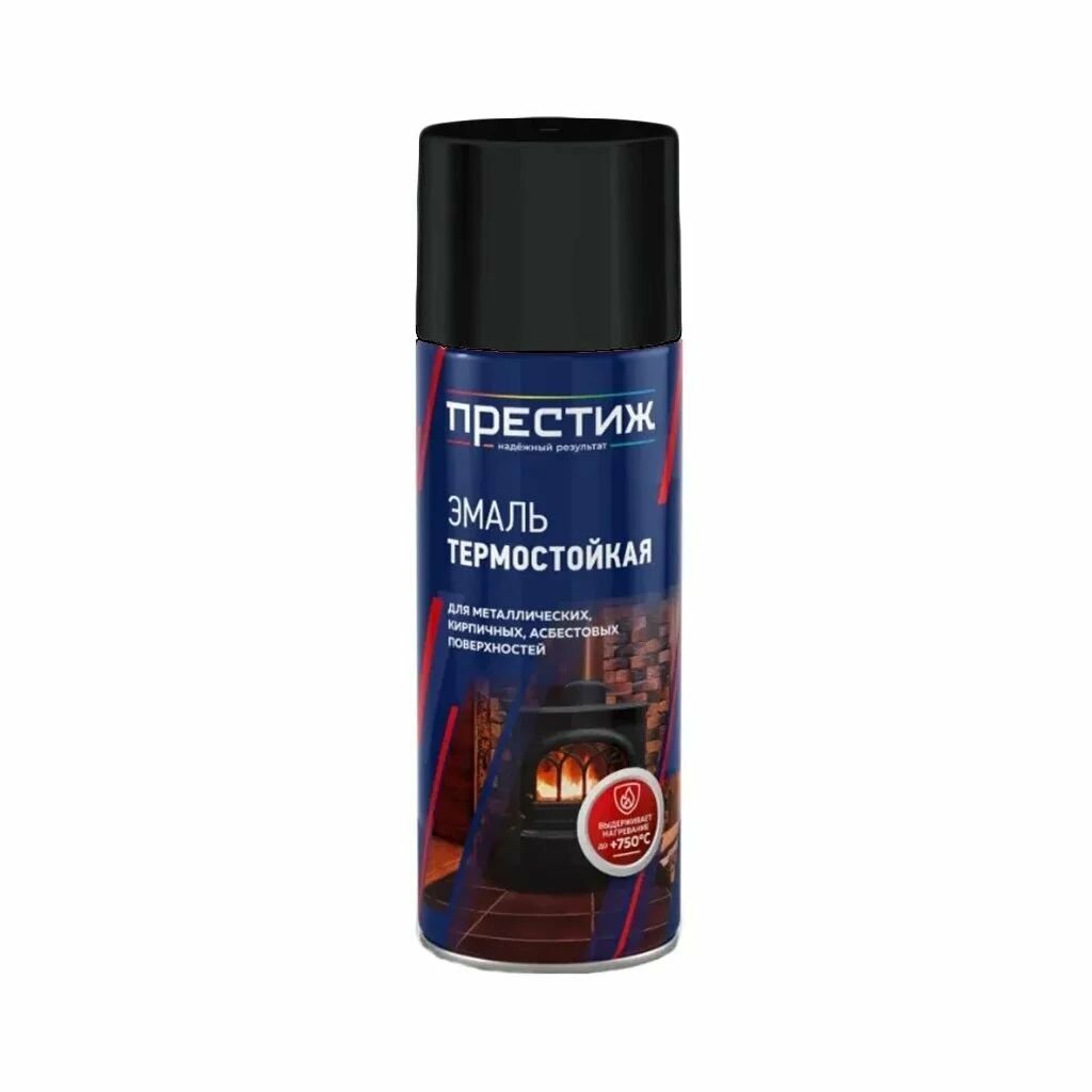 Эмаль аэрозольная Престиж термостойкая матовая черная 520 мл для мангалов, печей и каминов. Быстросохнущая краска для металла