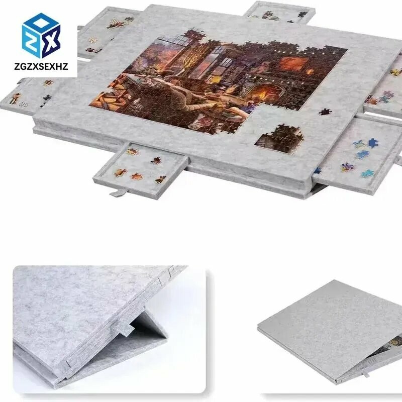 Коврик-стол для пазлов с ящиками, Стол коврик для сборки пазлов,1500pcs
