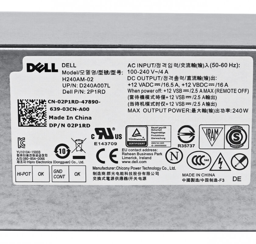 Блок Питания Dell 2P1RD 240W — фото 1