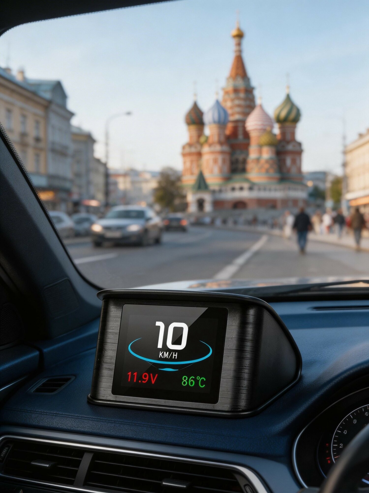 Бортовой компьютер HUD P10 OBD2 — мониторинг параметров, чтение и сброс ошибок, цифровой спидометр и вольтметр.