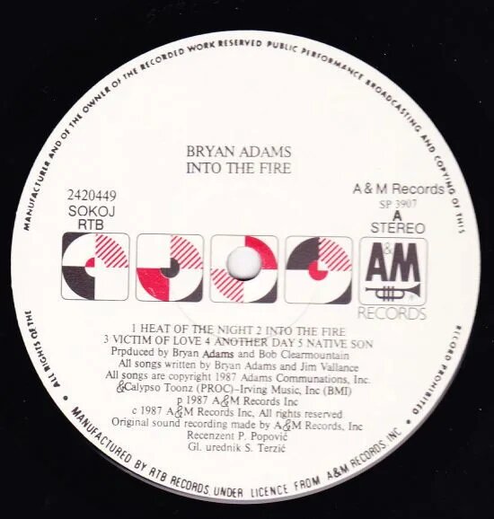 Bryan Adams - Into The Fire EX- — фото 1