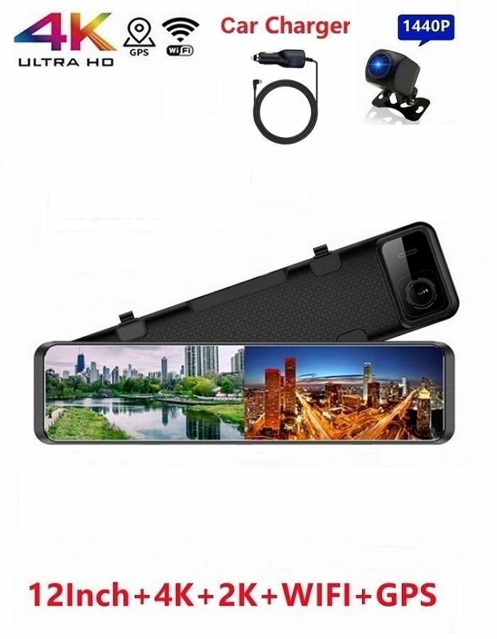 Видеорегистратор высокой четкости 4K + 2K, сенсор Sony IMX415, GPS, Wi-Fi.