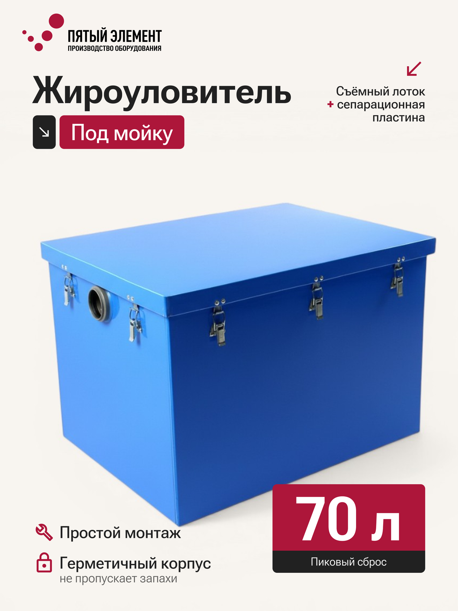 Жироуловитель под мойку ПЭ-1,0-70 серия Профи (Пятый Элемент)