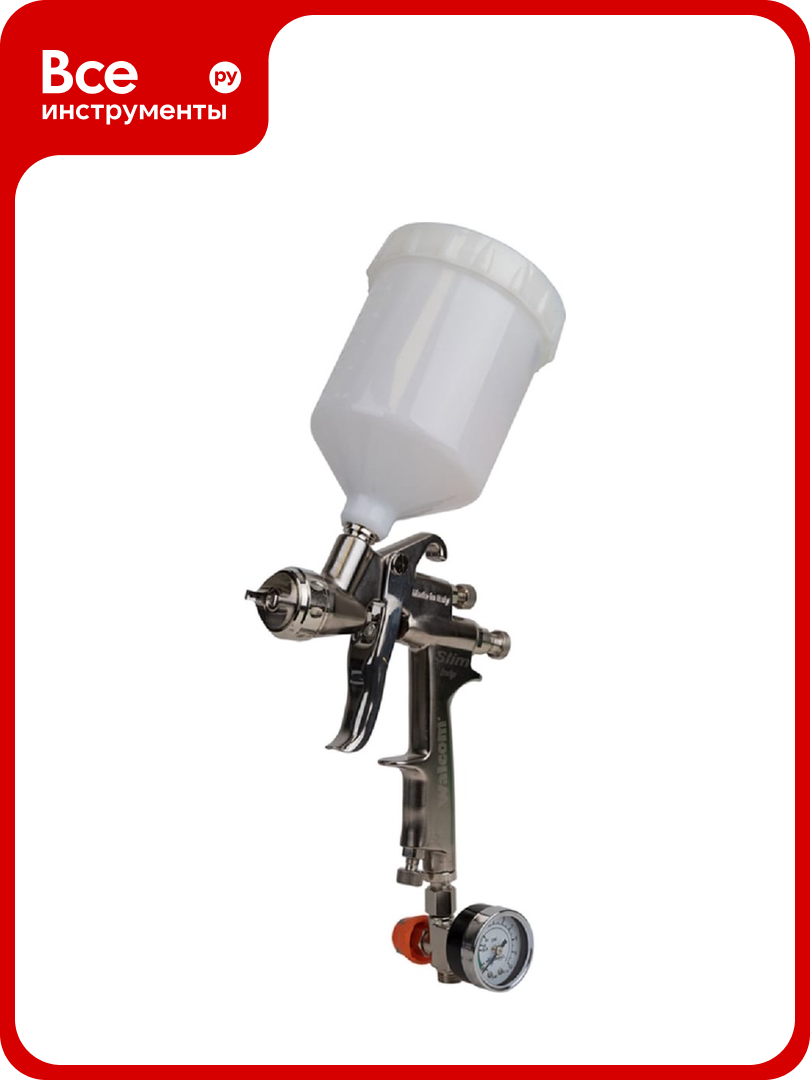 Краскораспылитель WALMEC SLIM S HVLP 0,68 л, верхняя подача, сопло 1,5 для грунтов и красок, 1006015