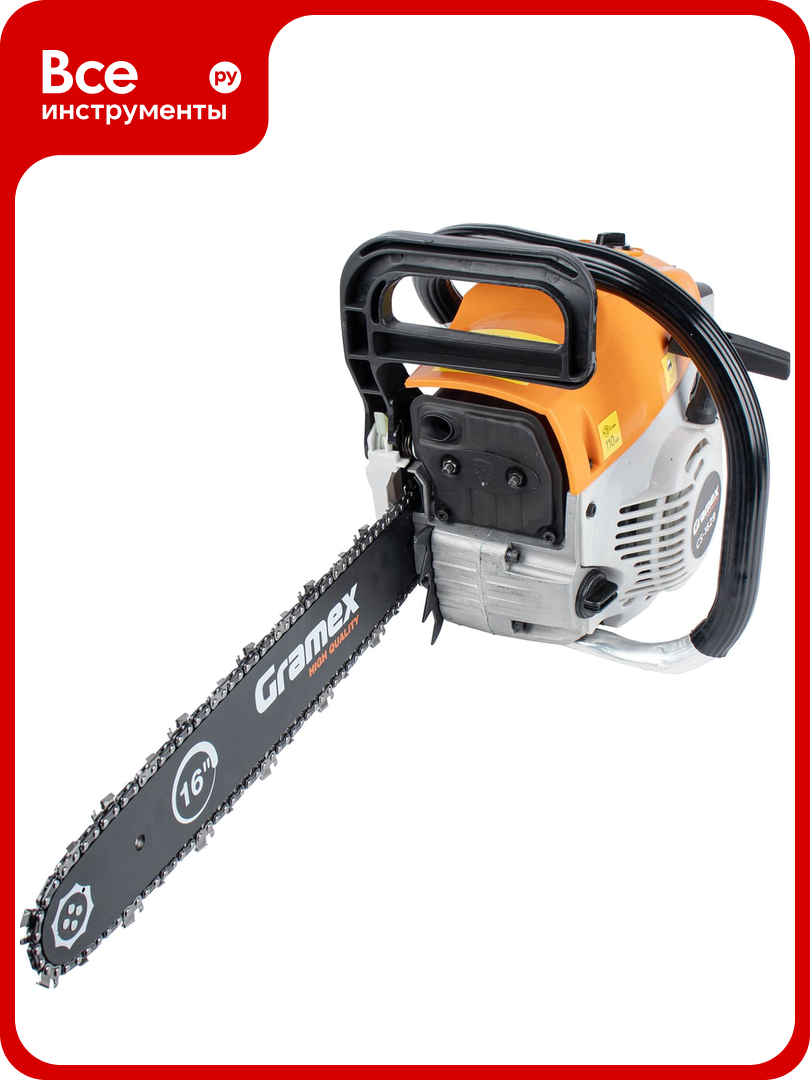 Пила бензиновая цепная Gramex CS-1629 2,2кВт/2,9л. с, шина 16", 40 см; 0,325; 1,3мм-64зв (1/2) 98045
