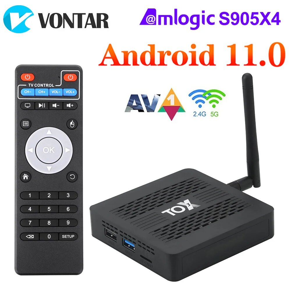 VONTAR TOX3 Smart TV Box Android 11 4ГБ 32ГБ Европейская вилка (EU Plug), TOX3 4G 32G BT RC