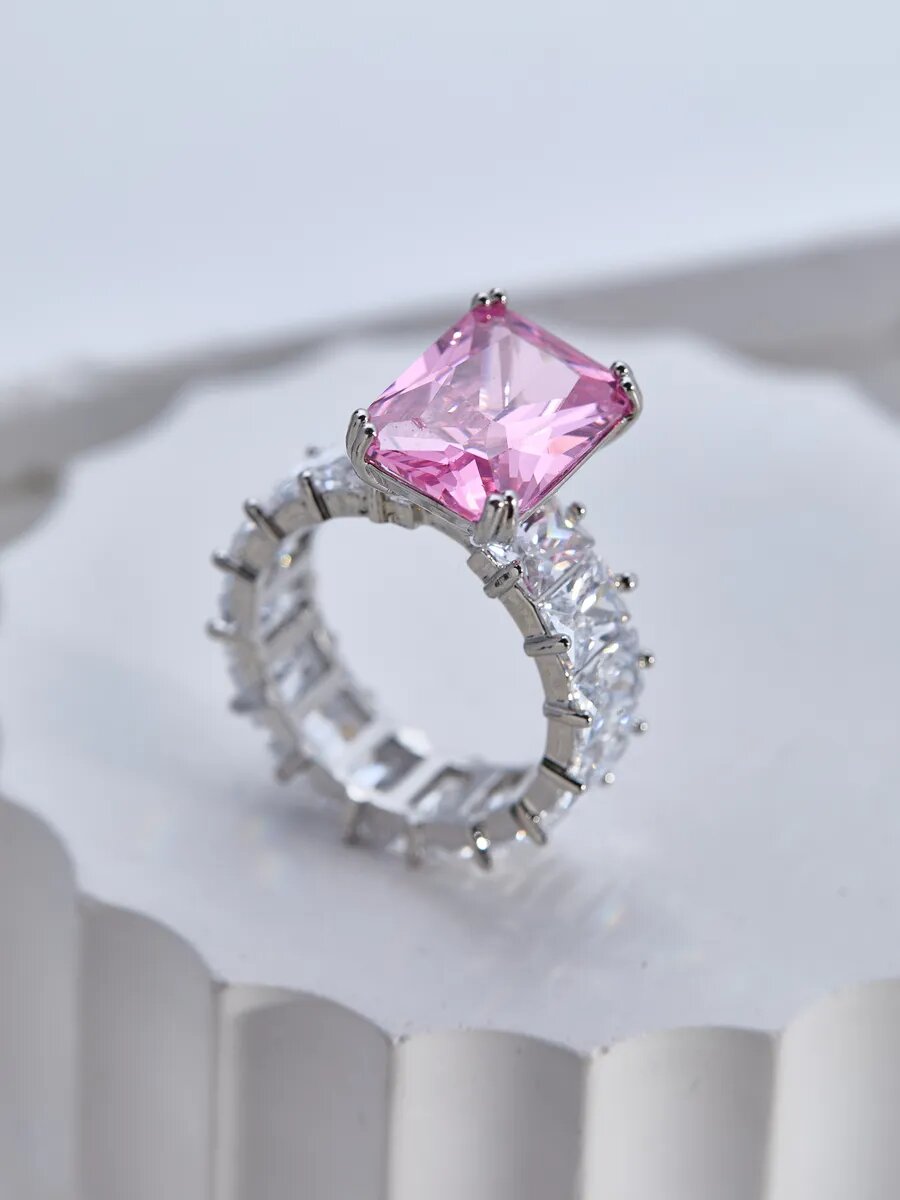 Кольцо, хрусталь, кристаллы Swarovski, размер 17, розовый, белый, серый — фото 1