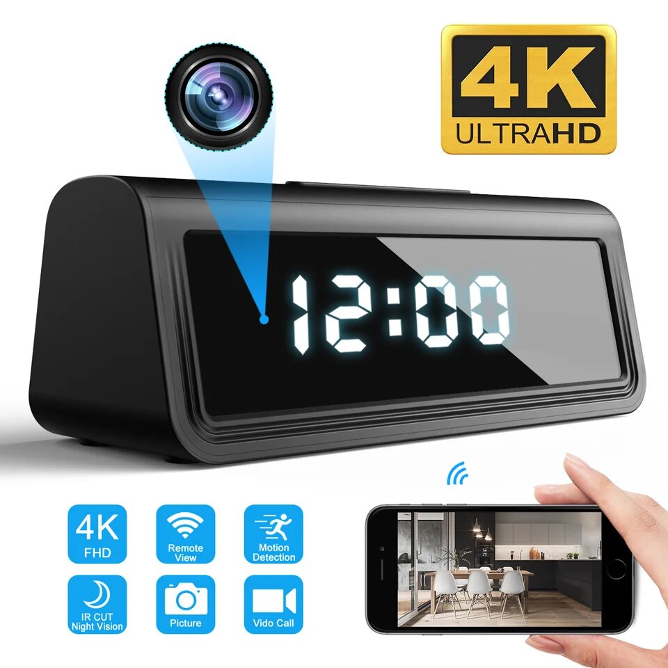 Мини-камера 4K 1080P 2.4G/5G Wi-Fi часовая DVR видеорегистратор домашней безопасности с инфракрасной ночной съемкой и детекцией движения Micro Sec-EU PLUS