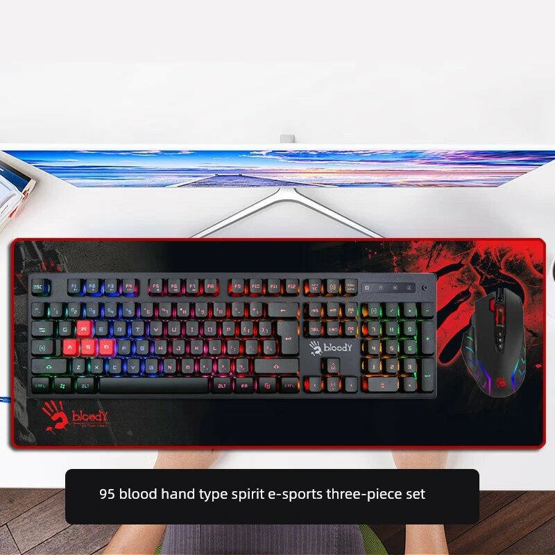 Blood Ghost B160 механическая игровая клавиатура и проводная мышь J95 с игровым ковриком 80 мм для киберспорта