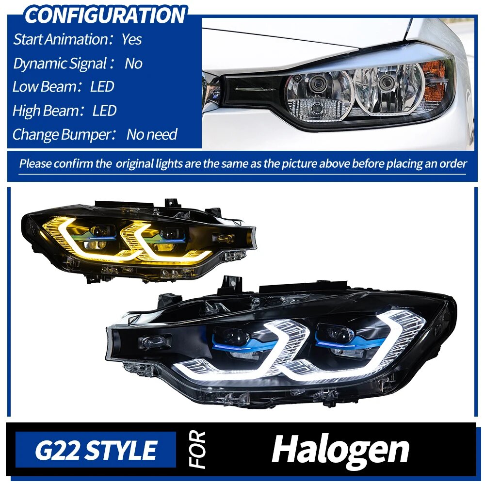 Фаркоп AKD для BMW F30 F35 LED-фары 2013-2019 года выпуска Фары 320i 325i Дневной ходовой огонь Сигнал поворота Дальний свет Ангельские глаза Проекторная линза