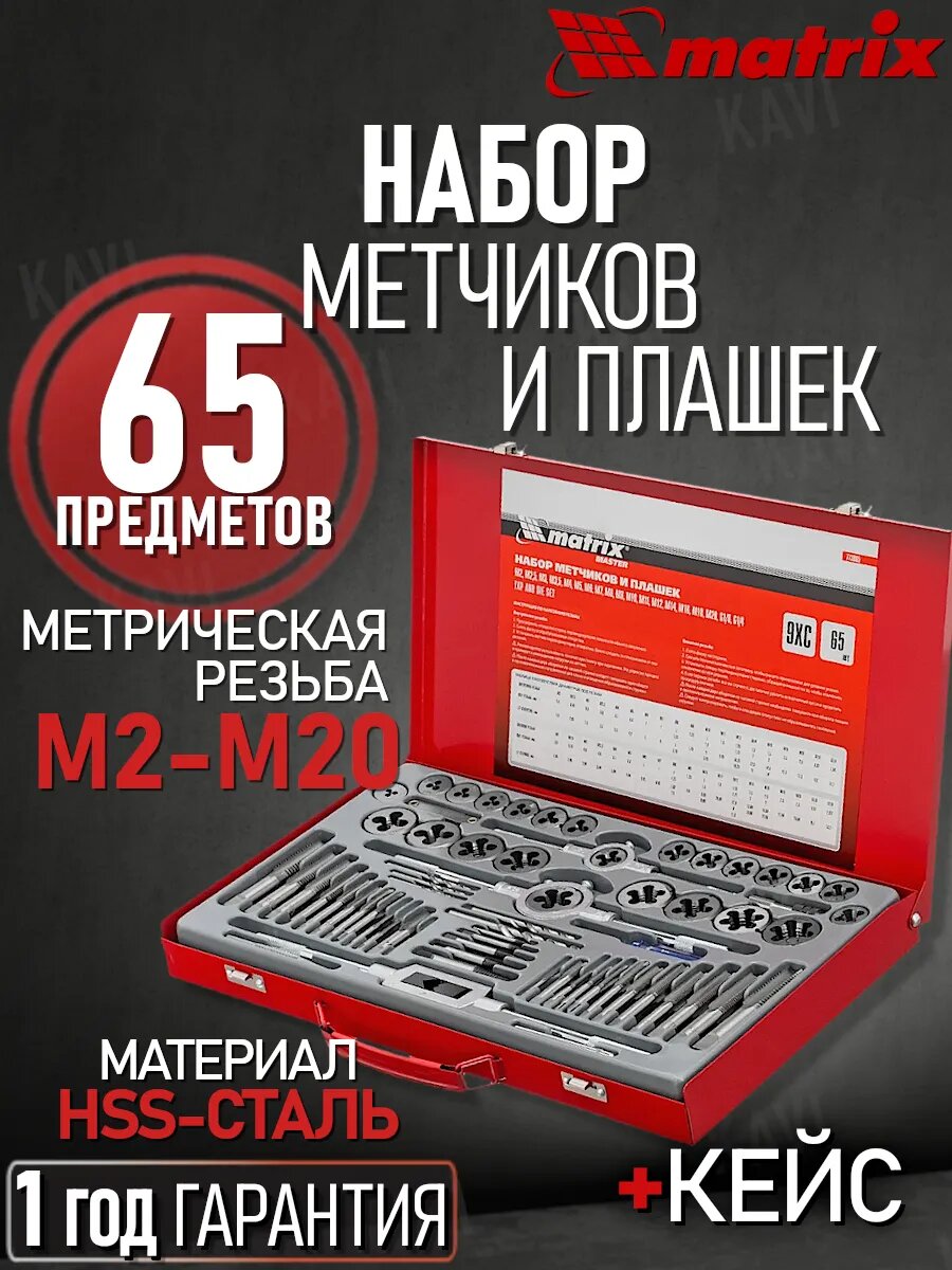 Набор метчиков и плашек 65 предметов