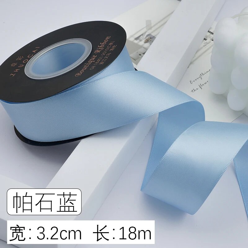 Лента атласная голубая PaShiBlue 3.2 см x 18 м