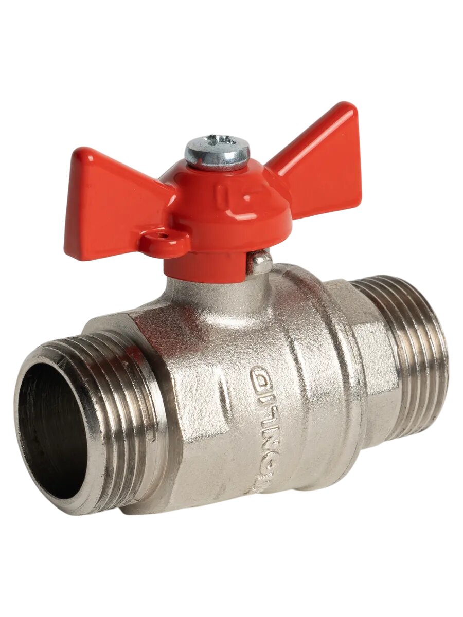 Кран шаровой прямой DN18 PN40 3/4" НР латунь ручка бабочка