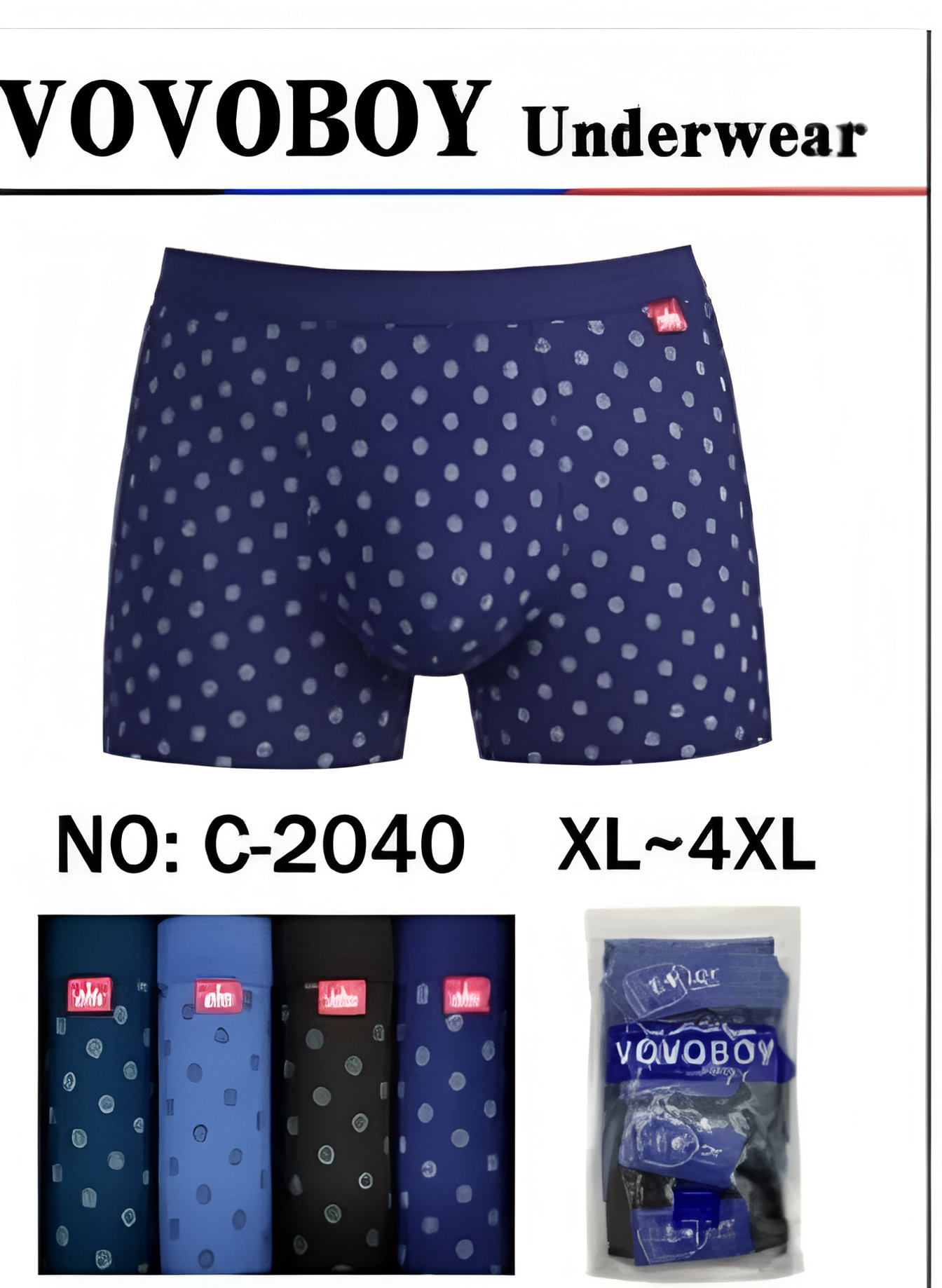 VOVOBOY Трусы мужские боксеры, хлопок, комплект 4 шт, размер 48-50