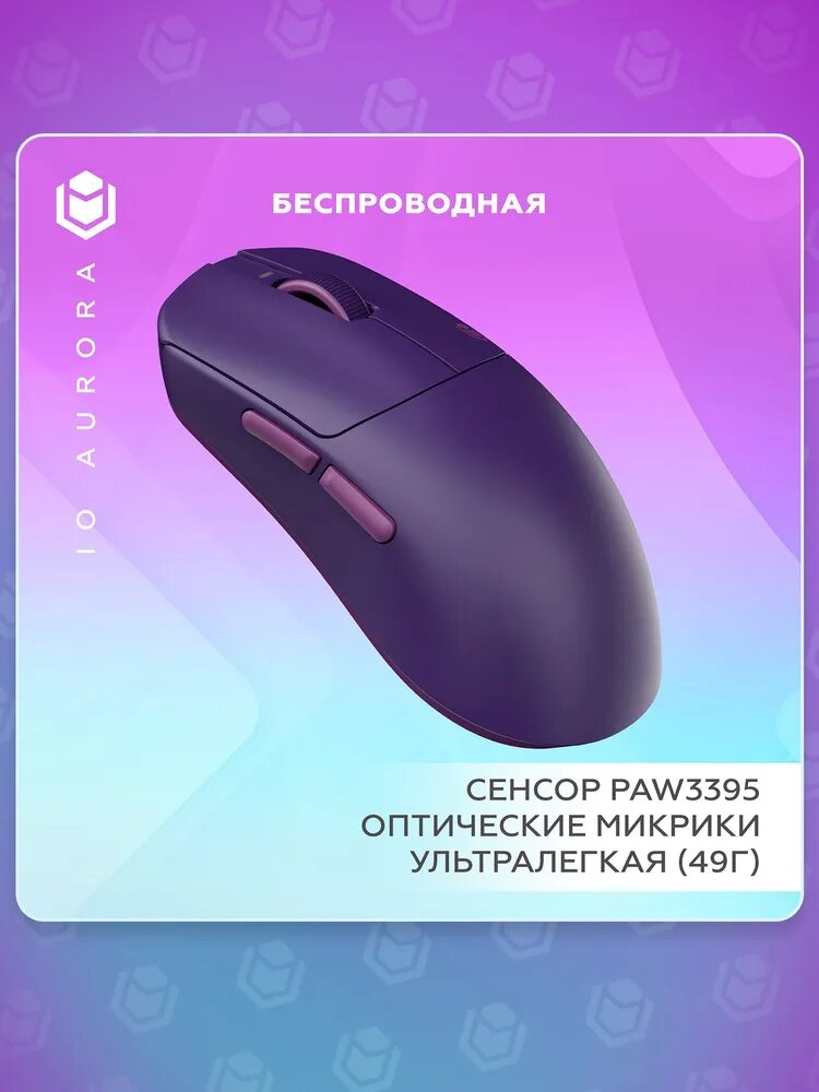 IO by Red Square Aurora Беспроводная игровая мышь, бирюзовая, розовая