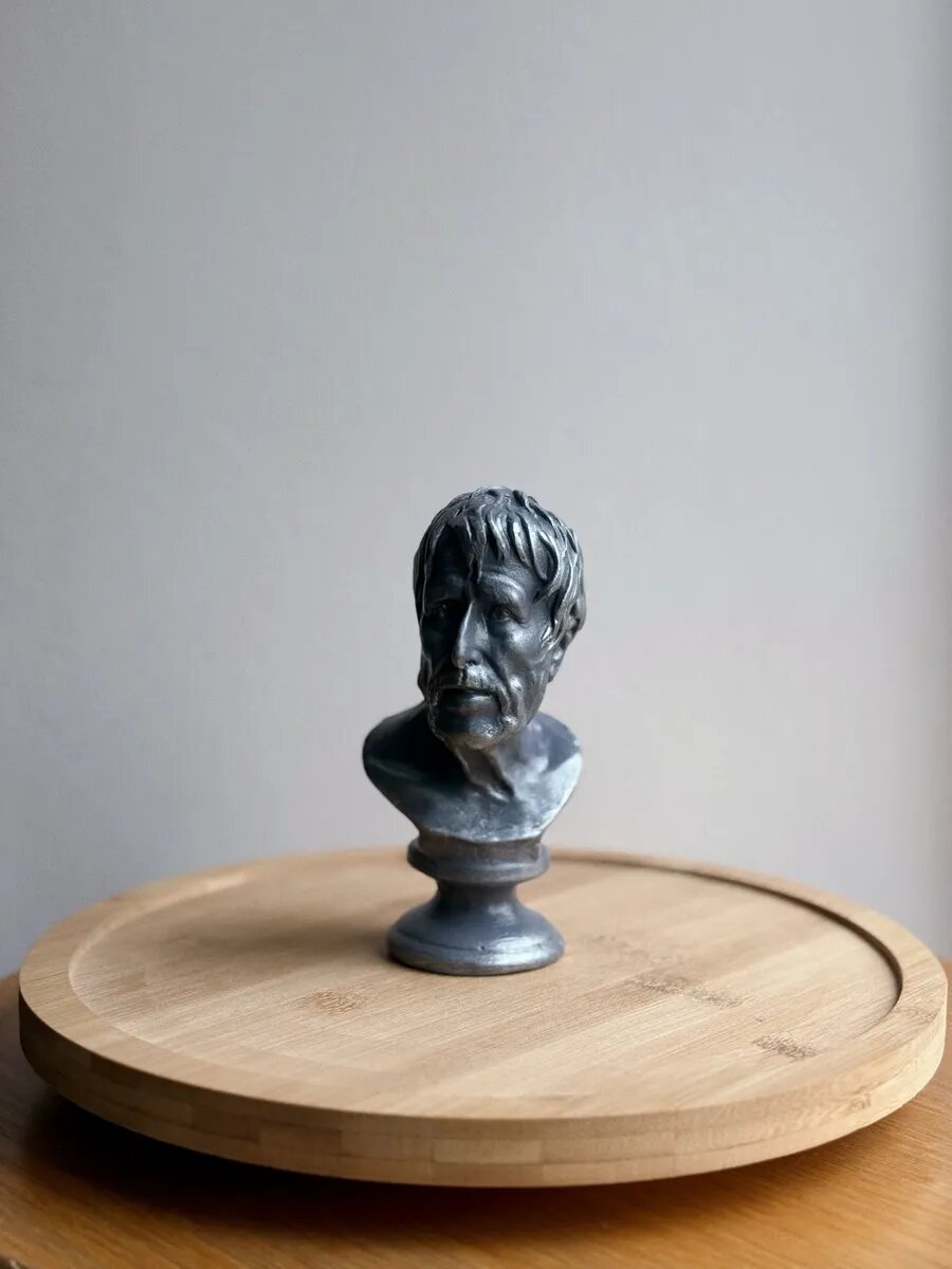 Статуэтка бюст Сенека, 13 см, из гипса, ручная работа, в цвете — фото 1