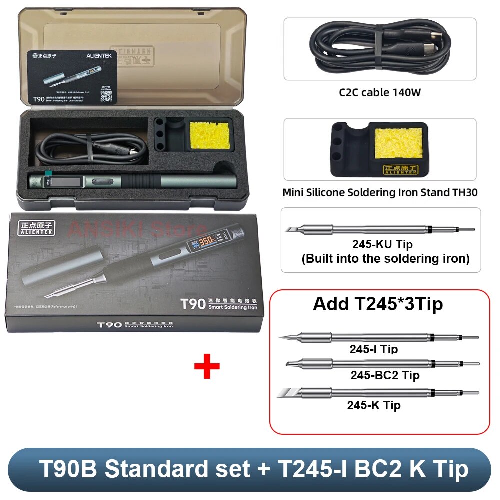 Паяльник ALIENTEK T90 140W, цвет: Add T245-I BC2 K Tip