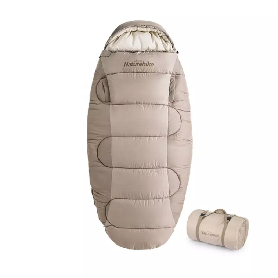 Мешок спальный Naturehike Oval PS300, 220х95 см, (правый) (ТК: +4C), бежевый NH20MSD03-PS300CR