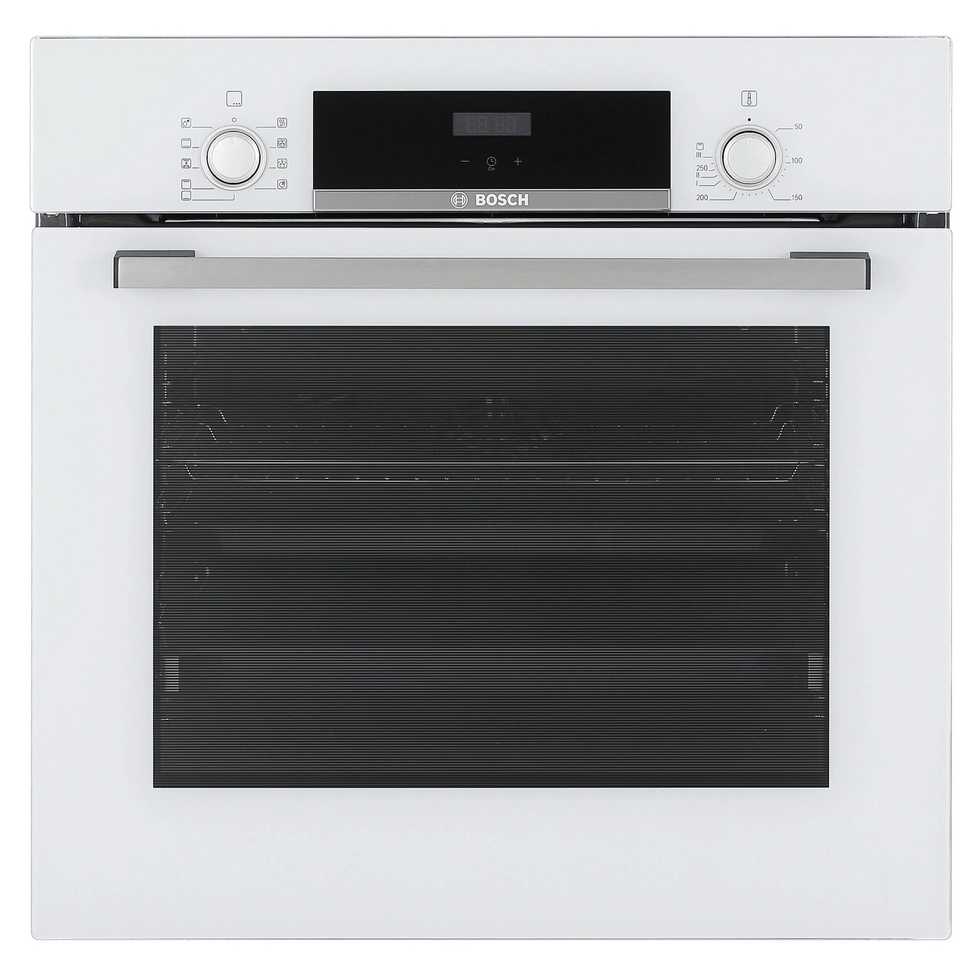 Духовой шкаф Bosch HBF534EW0Q. телескопические направляющие, утапливаемые переключатели, каталитическая очистка, 66 л, белый