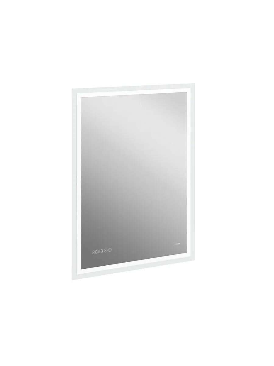 Зеркало LED 080 design pro 60x85 с подсветкой часы с антизапотеванием прямоугольное
