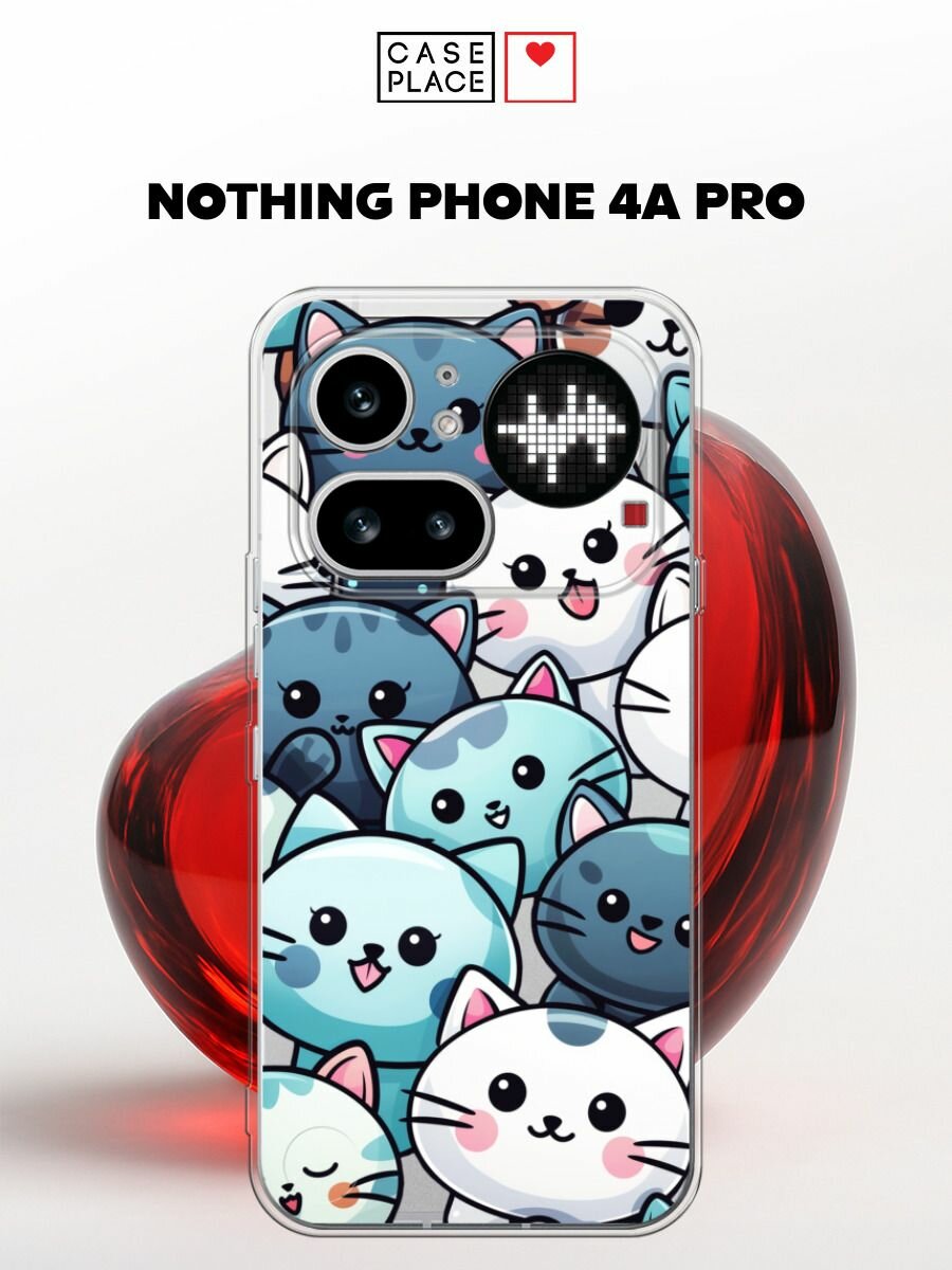 Чехол на Nothing Phone 4a Pro / Нофинг Фон 4а Про с принтом Милые котики в кавайном стиле