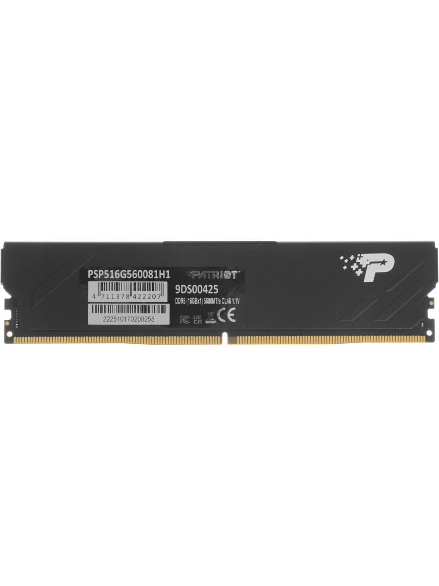 Память DDR5 16GB 5600MHz Patriot PSP516G560081H1 Signature Premium RTL PC5-44800 CL46 DIMM 288-pin 1.1В single rank с радиатором RTL