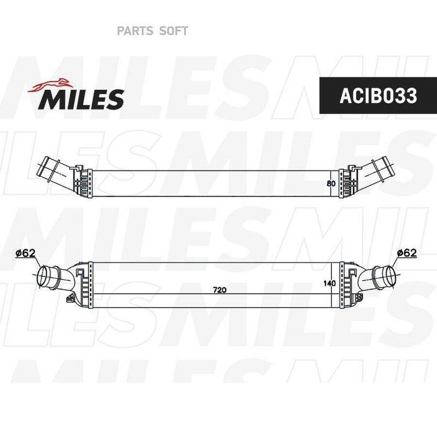 MILES ACIB033 Интеркулер AUDI A4/A5/Q5 1.8T/2.7TD/3.0TD 07-/PORSCHE Macan 95B 14-18 ()