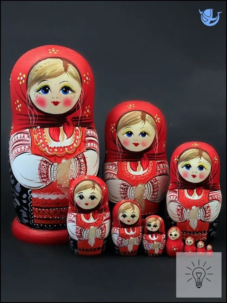 Эксклюзивная роспись 10 деревянных матрешек