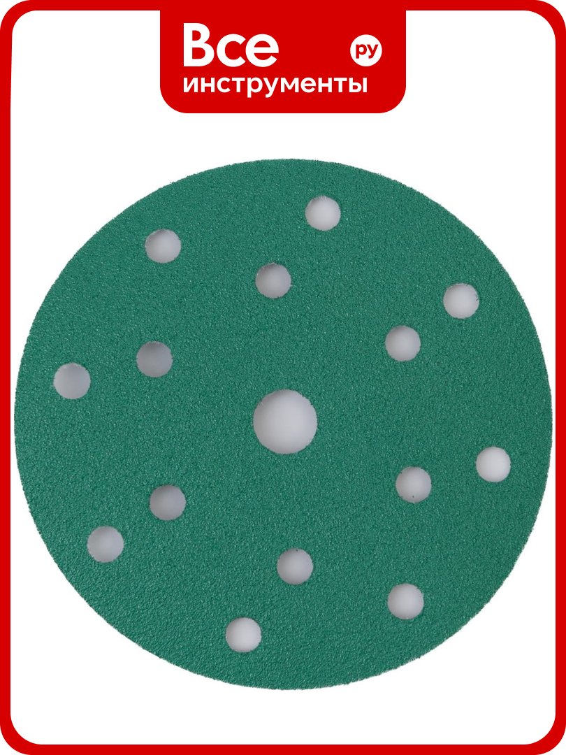 Абразивный круг GREEN Film 150 мм, P120, 15 отверстий, на липучке, 100 шт TILFLEX TL41-120/100