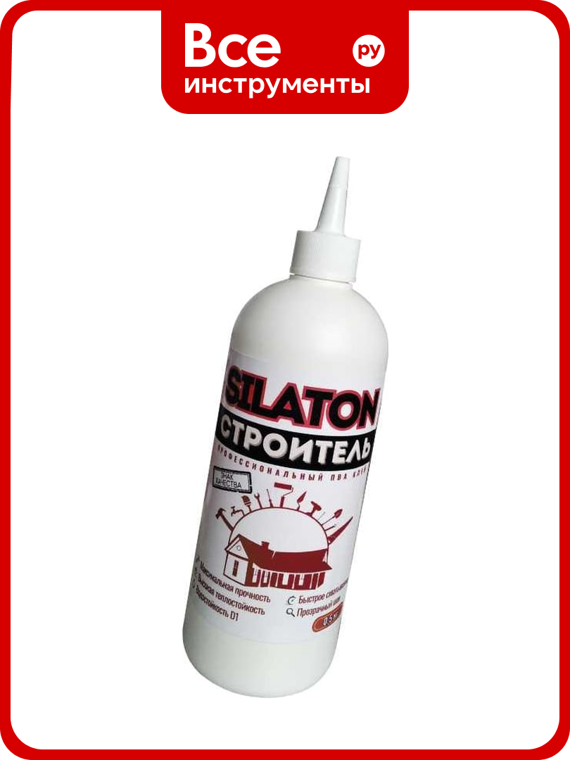 Клей SILATON ПВА Строитель, для дерева и строительных работ, 0.5 кг PVAD1/05